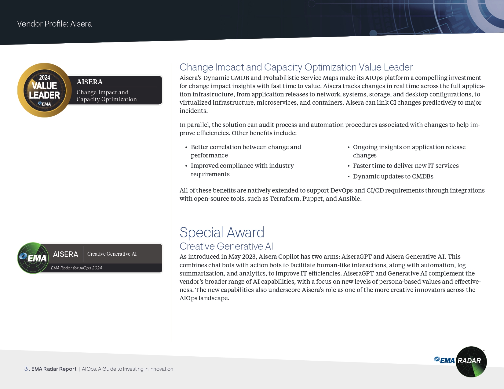 EMA AIOps Radar Report - Aisera Profile